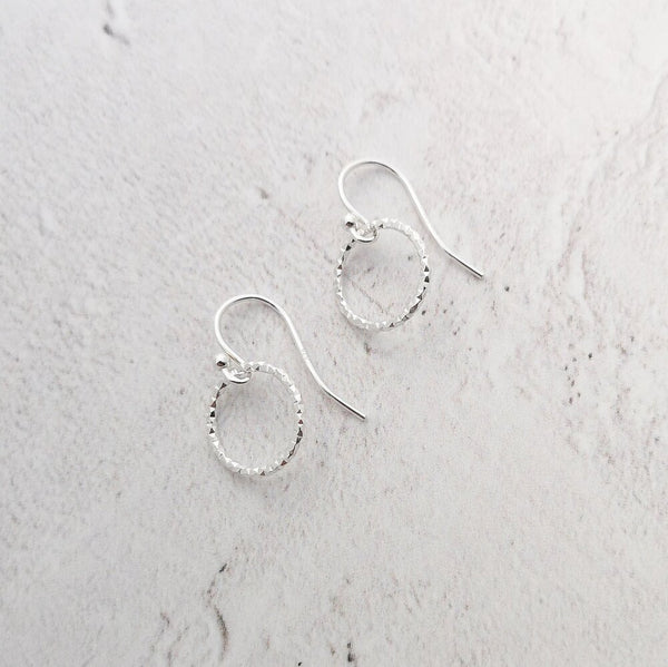 Silver Faceted Circle Drop Earrings | Contemporary Sterling Silver ...